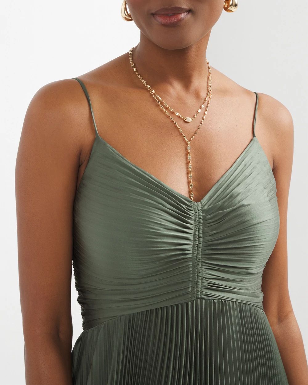 Satin Pleated Maxi Dress | White House Black Market